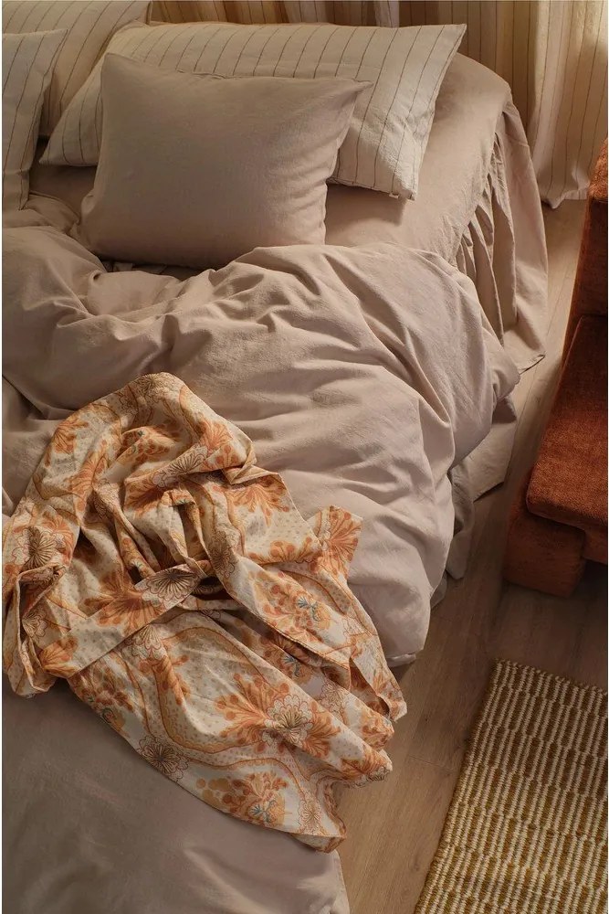 Béžové povlečení na jednolůžko s příměsí lnu 150x200 cm Elly – Ellos Home
