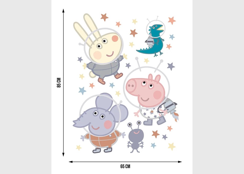 Dětská samolepka na zeď Prasátko Peppa Výlet na Měsíc | 65 x 85 cm | DDK2345