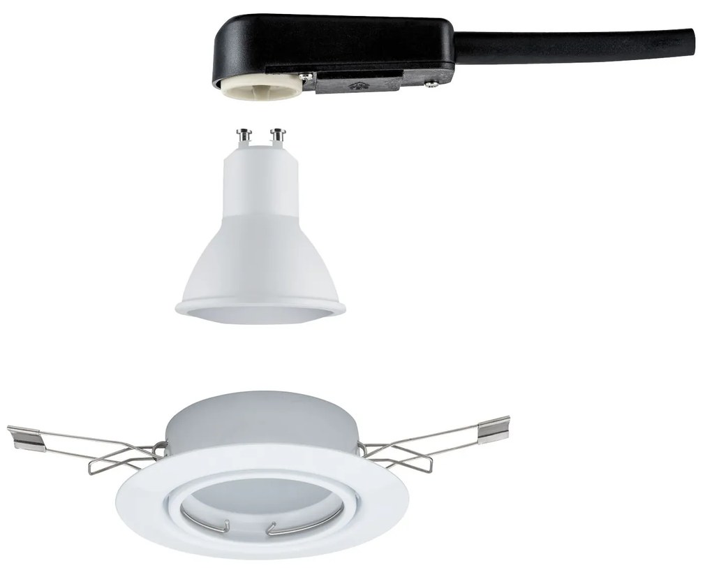 Paulmann 93411 LED base, bílá kulatá bodovka, 1x6,5W LED 3000K GU10, prům. 9cm