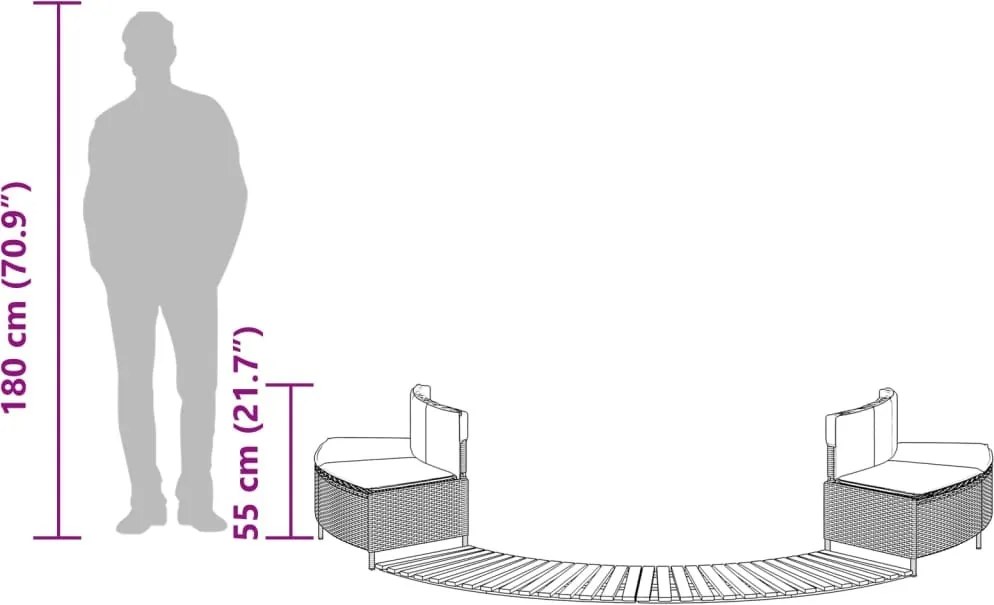 vidaXL Obruba k vířivce polyratan a masivní akáciové dřevo [3270635] Barva: Černá