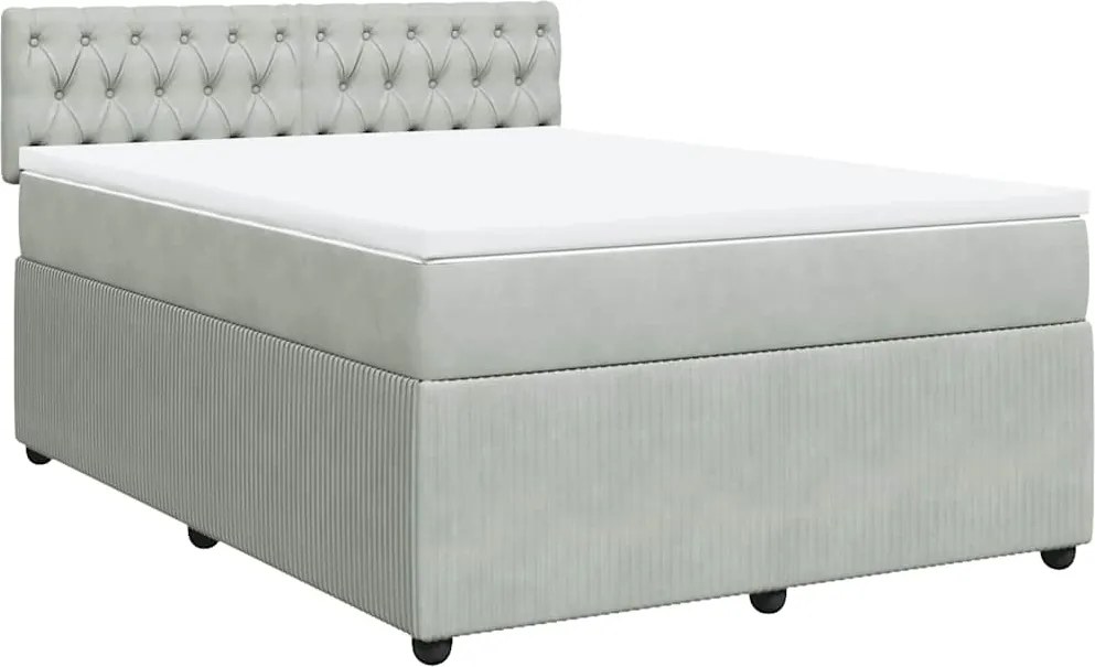 Box spring postel s matrací světle šedá 140x190 cm samet 3290040