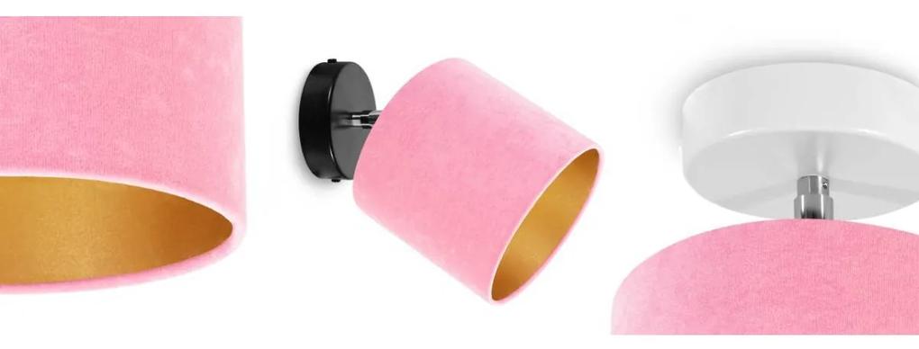 Stropní svítidlo MEDIOLAN, 1x růžové/zlaté textilní stínítko, (výběr ze 2 barev konstrukce - možnost polohování)