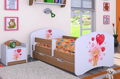 Svět pokojů Dětská postel Kevin - medvídek s balónky + matrace zdarma Barva: Bílá, Úložný prostor: ANO (+800 Kč), Rozměr: 140x70 cm