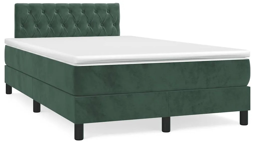 Box spring postel s matrací a LED tmavě zelená 120x190 cm samet 3270174