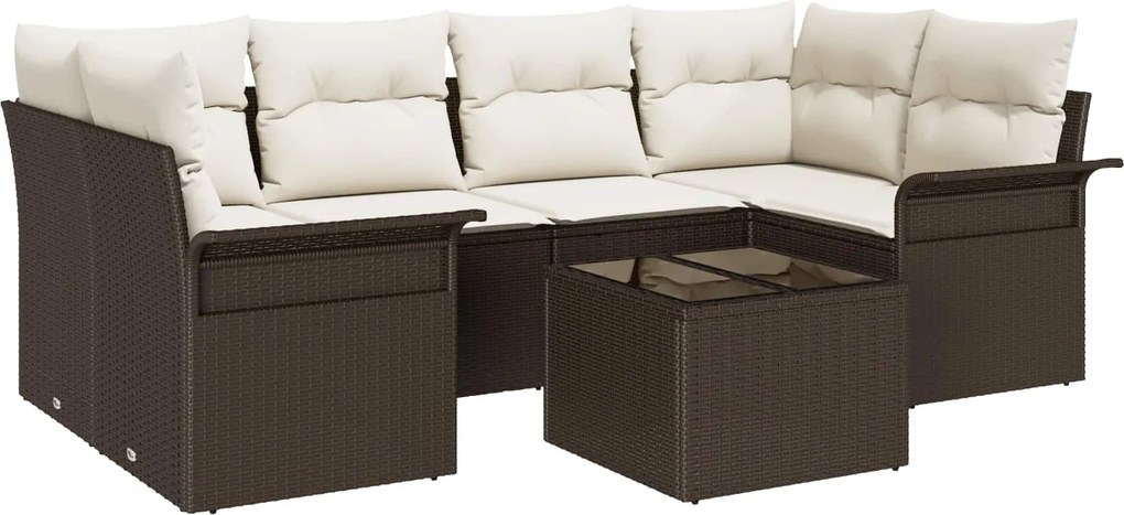 Sada zahradních pohovek 7 pcs 6-Seater Hnědá a krémová 3353927