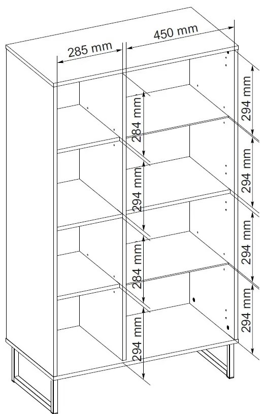 Vitrínová skříňka Cube, dub evoke/pískově šedá, s osvětlením