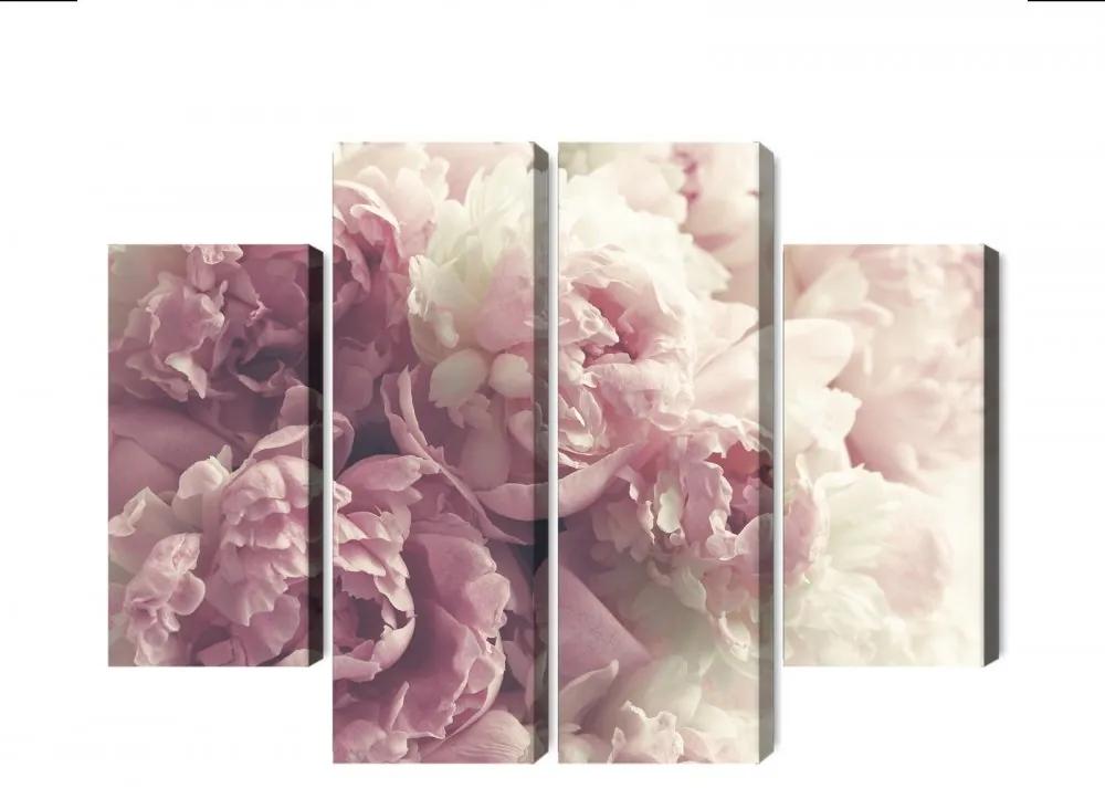 Vícedílný obraz Pivoňky V Odstínech Růžové Nedostatek Nedostatek Přírodní plátno 120x90