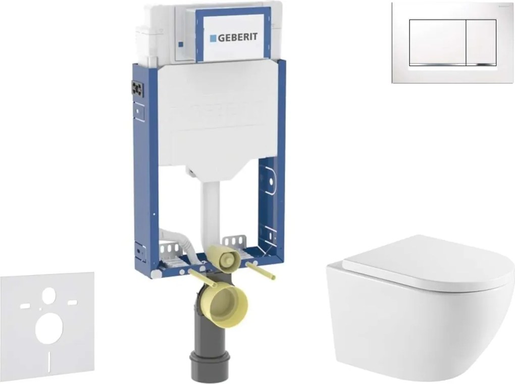 Geberit Kombifix - Set předstěnové instalace, klozetu Oudee a sedátka softclose, tlačítko Sigma20, bílá/chrom SANI15CA3163