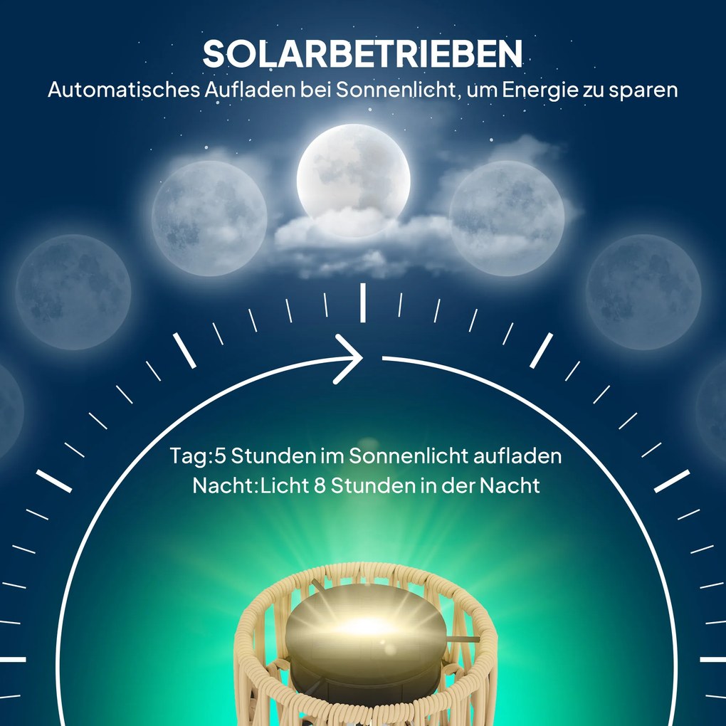 Solární stojací lampa Ratanové solární lampy se světelným senzorem 3 světla Automatické v boho stylu IP44 Odolné proti stříkající vodě