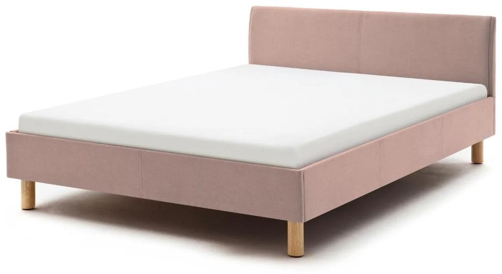 Růžová látková postel Meise Möbel Lena 140 x 200 cm