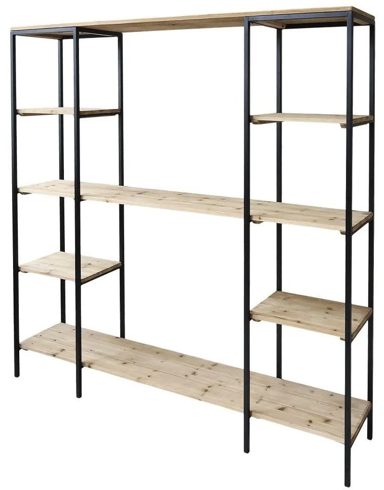 Černý kovový regál/ knihovna s policemi Vence - 180*35*183 cm
