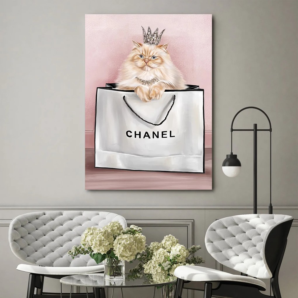 Gario Obraz na plátně Kočka v tašce Chanel Rozměry: 40 x 60 cm