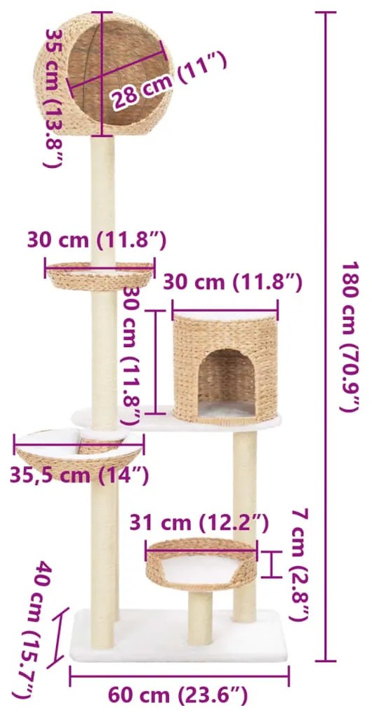 vidaXL Marketos Škrabadlo pro kočky se sisalovým sloupkem mořská tráva