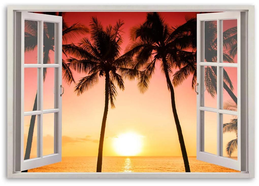 Gario Obraz na plátně Okno - slunce a palmy Rozměry: 60 x 40 cm