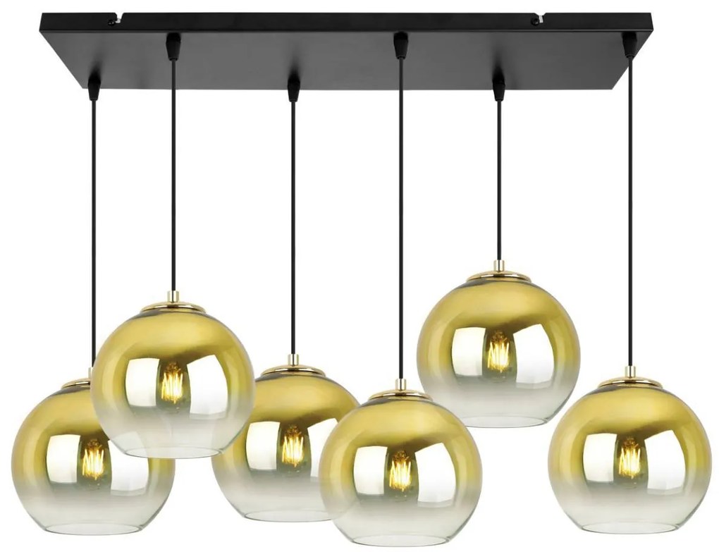 Závěsné svítidlo Bergen Gold, 6x zlaté/transparentní skleněné stínítko (fi 20cm)