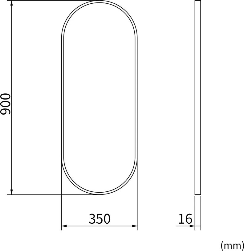 Erga Oval, oválné zrcadlo 35x90cm, zlatý rám, ERG-V01-OVAL-3590-GD