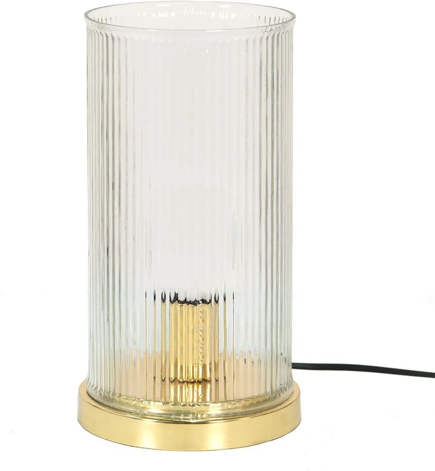 Elegantní zlatá stolní lampa se skleněným stínidlem - Ø 15*27 cm E27/max 1*40W