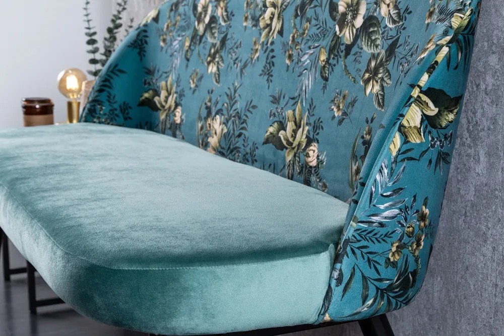 Designová lavice Jalisa 130 cm tyrkysový samet