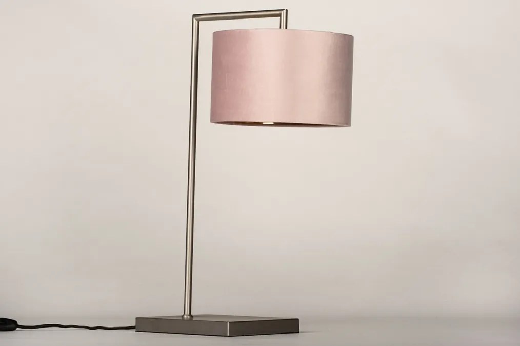Stolní textilní lampa Pallas Pink and Silver