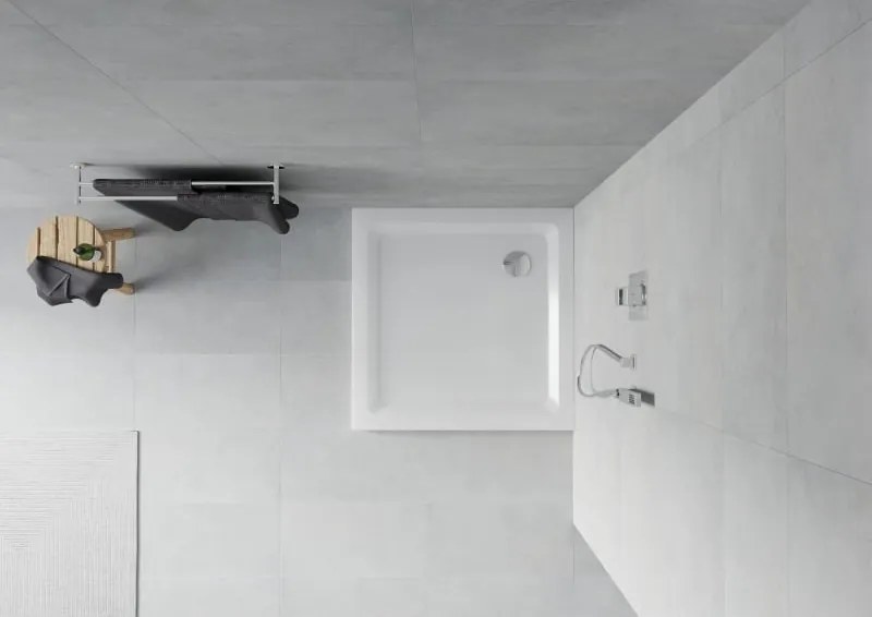 Mexen Flat čtvercový sprchový kout slim 70 x 70 cm, bílý, sifon chrom - 40107070