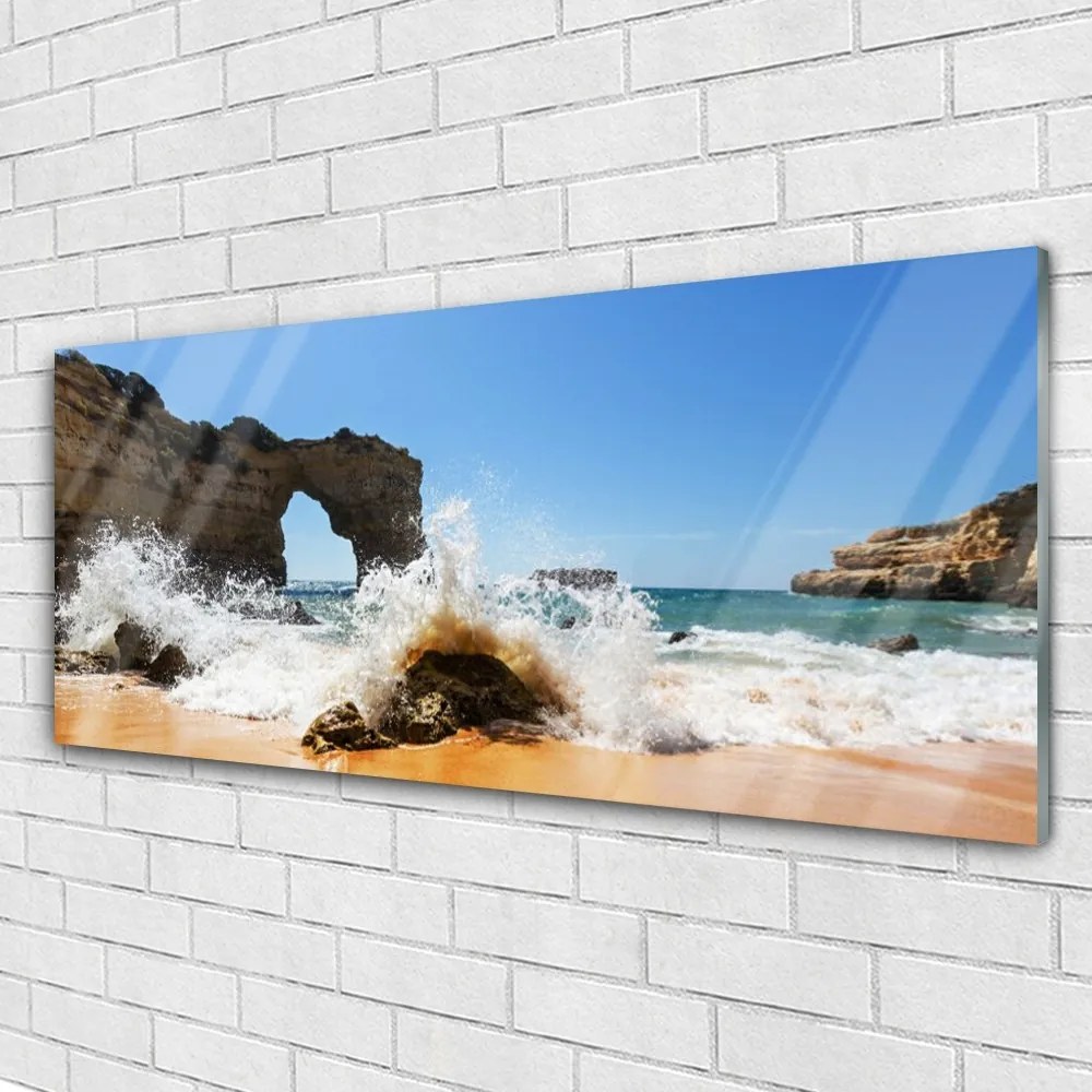akrylový obraz Pláž Moře Vlny Krajina 125x50 cm