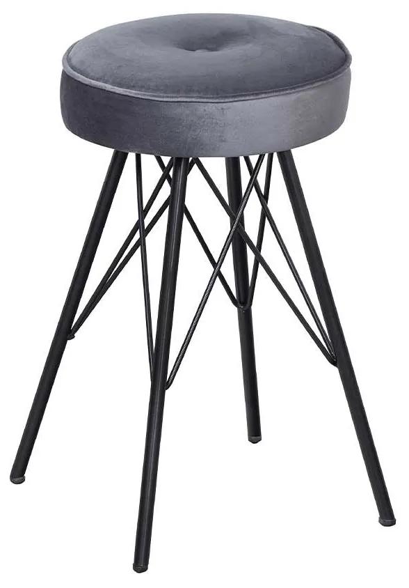 Šedá Sametová stolička Bella 53 × 33 × 33 cm WOOOD