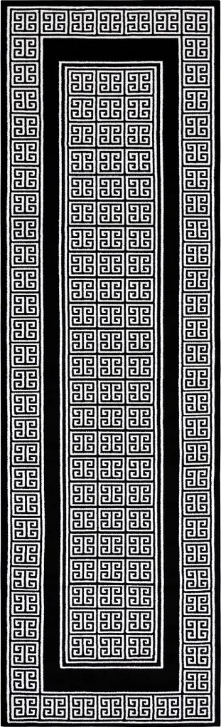 Dywany Łuszczów, Běhoun Gloss 6776 85 greek black/ivory, 60x300, černobílá, ložnice