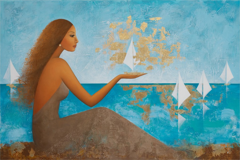 Veronika Švédová | Posílám ti vítr do plachet Rám: Dubový, Velikost: 40 x 60 cm