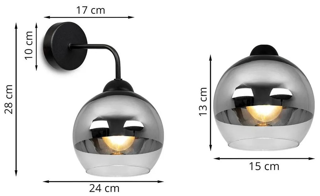 Nástěnné svítidlo Bergen, 1x chromové/transparentní skleněné stínítko (fi 15cm)