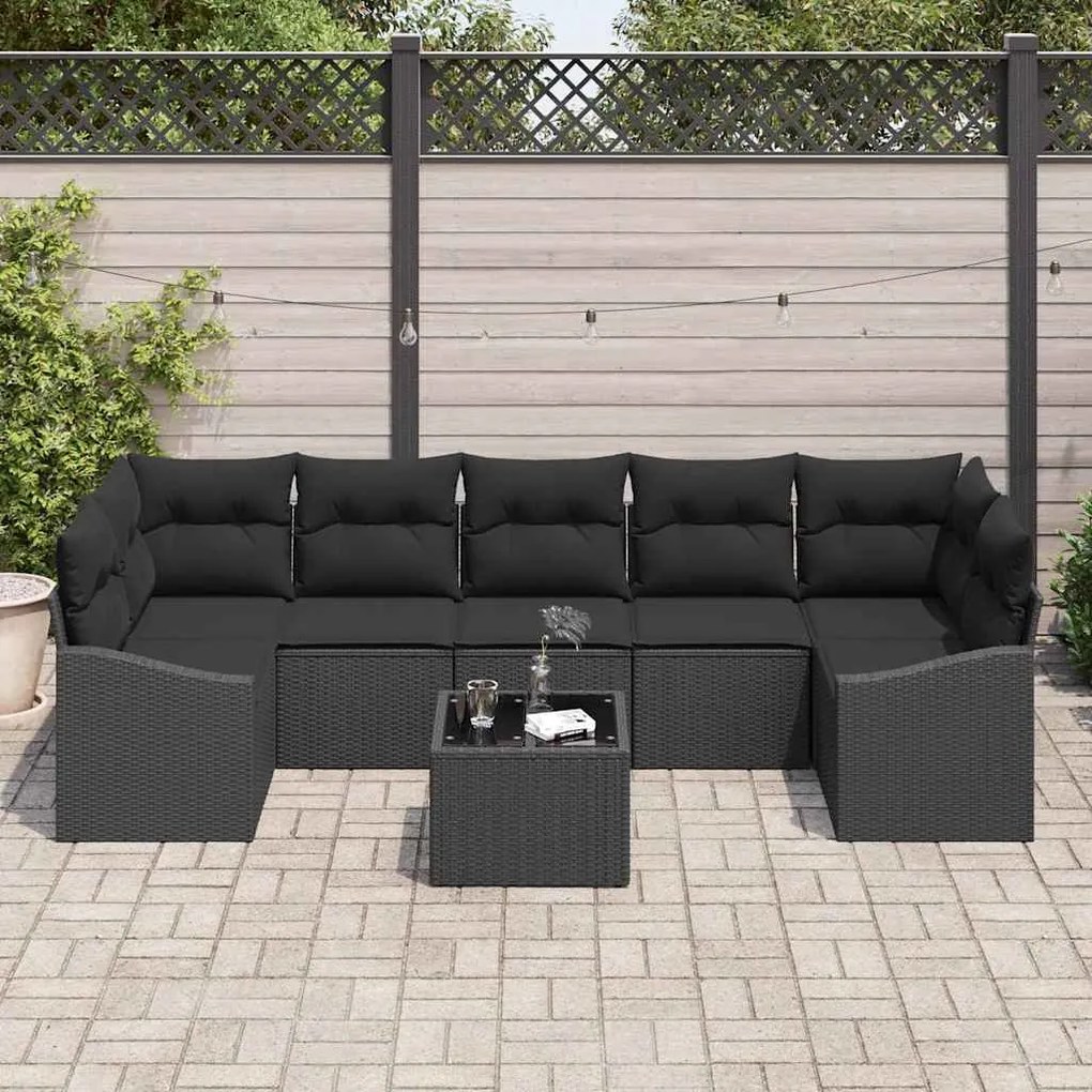 Set pohovek s polštářem Černá 55 x 55 x 37 cm polyratan 3346643
