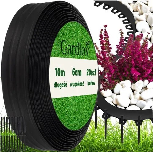 Gardlov Zahradní okraj 6 cm x 10 m s 20 kolíky - černý