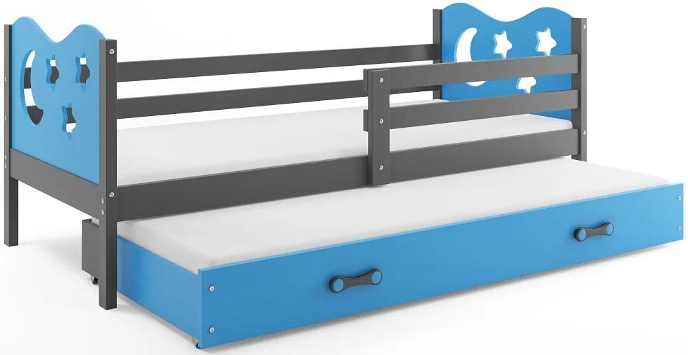 b2b1 BMS-group Dětská postel s přistýlkou MIKO 2 90x200 cm, grafitová/modrá Pěnová matrace