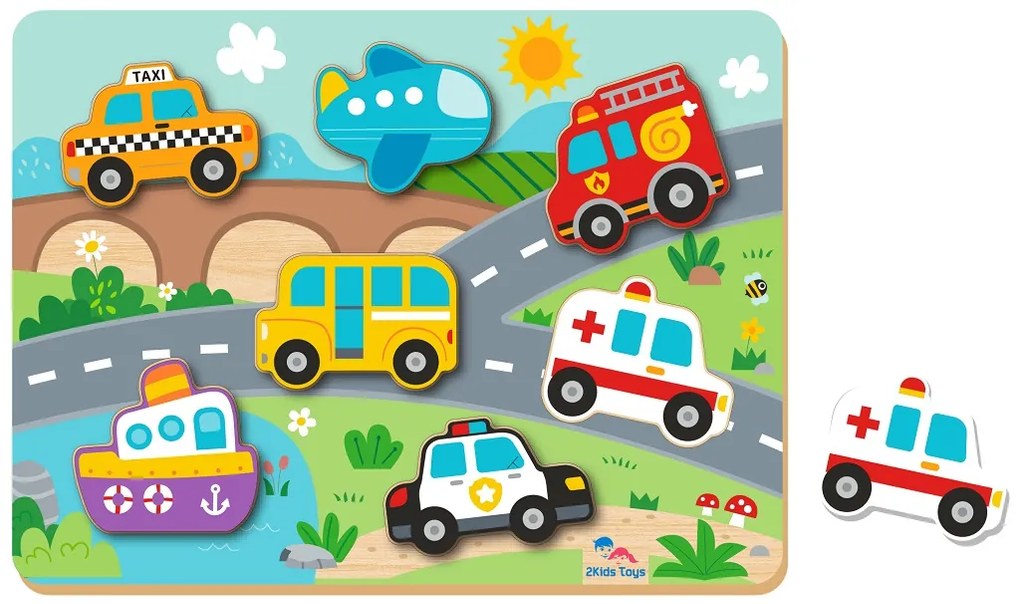 2Kids Toys Vkládací puzzle Doprava