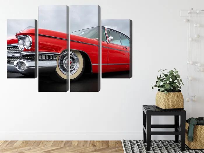 Vícedílný obraz Červené Auto Z 50. Let Nedostatek Nedostatek Plátno Canvas 160x120