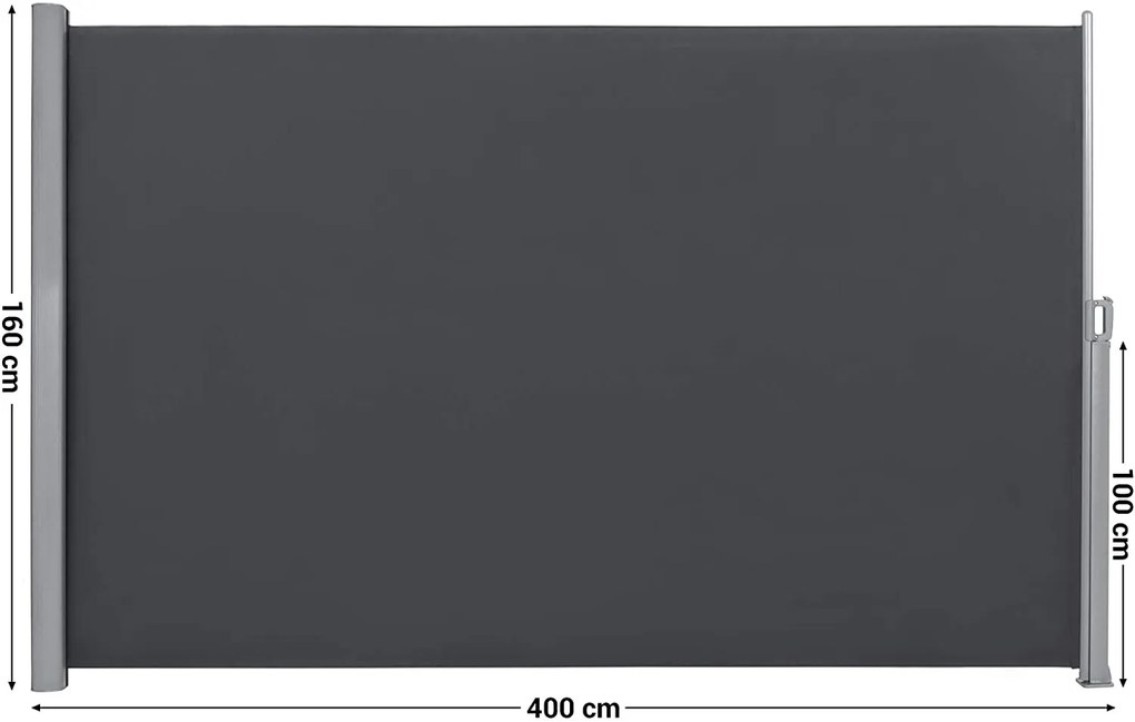 SONGMICS Boční markýza zatahovací tmavě šedá 160 x 400 cm