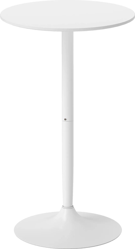 HOMCOM barový stůl vysoký kulatý kuchyňský stůl Ø60 cm do obývacího pokoje jídelny ocelový bílý výškově nastavitelný | Aosom.de