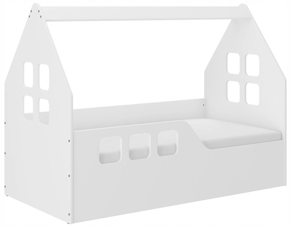Dětská domečková postel KIDHOUSE - bílá - levá - 160x80 cm