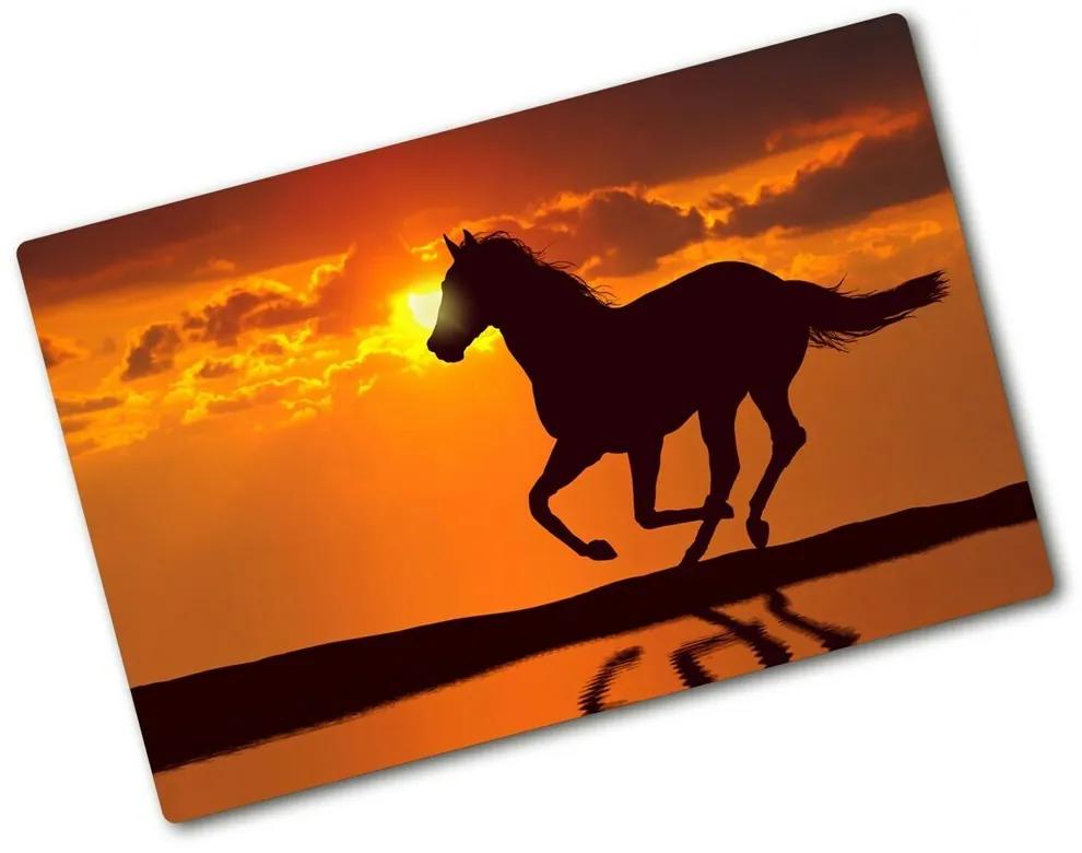 Wallmuralia Kuchyňská deska skleněná Kůň západ slunce 80x52 cm