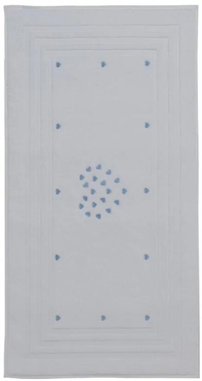 Soft Cotton Koupelnová předložka MICRO LOVE Bílá / modré srdíčka