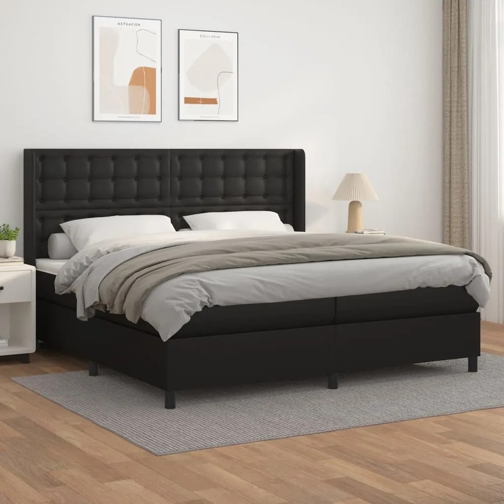 Box spring postel s matrací černá 200x200 cm umělá kůže