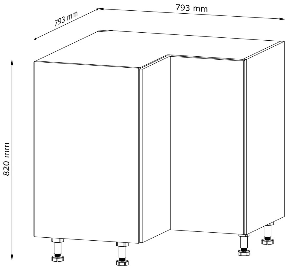 LANGEN bu | dolní skříňka D90N rohová | s úchyty | béžová