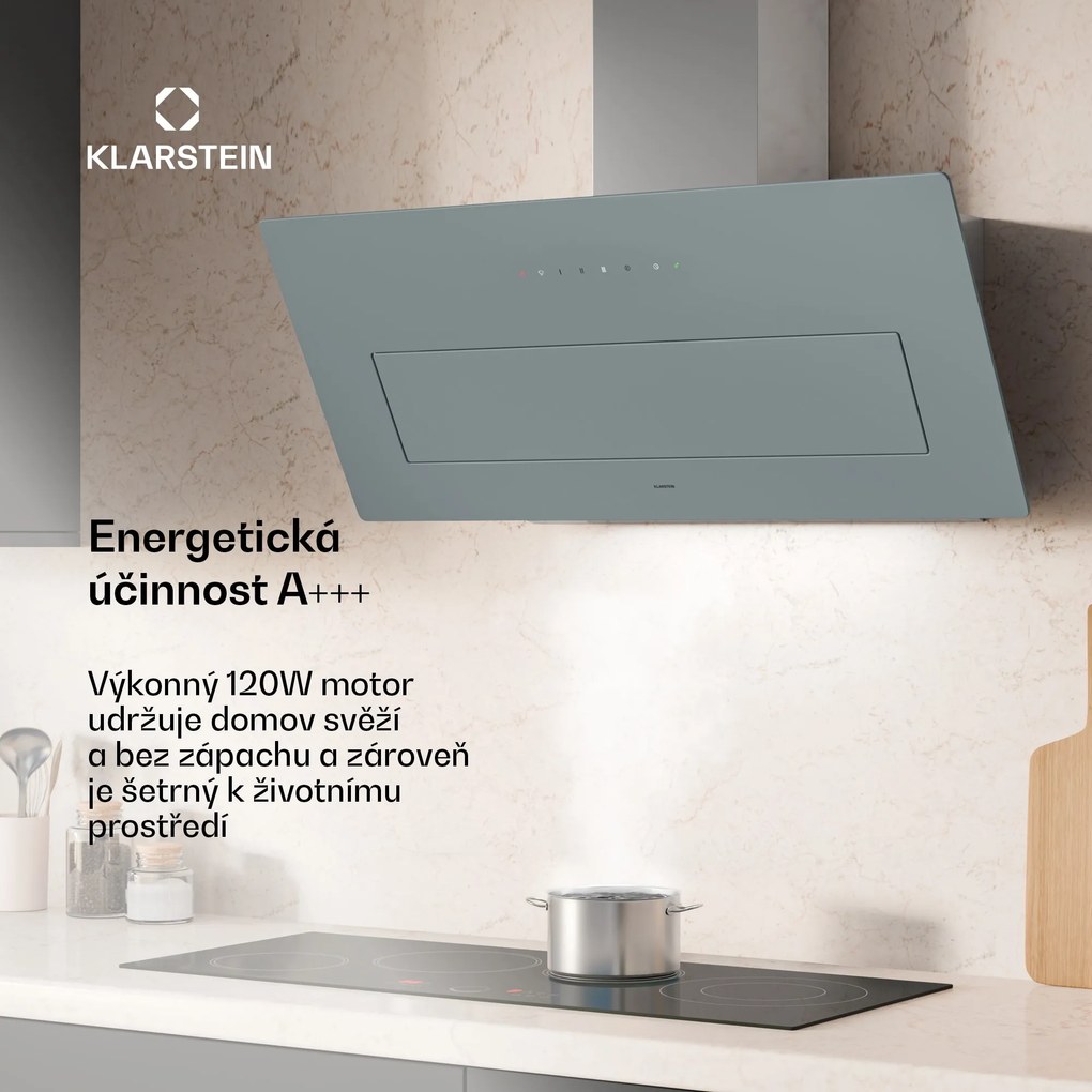 Klarstein SleekAir digestoř, A+++, 717 m³/h, dotyková 90 cm