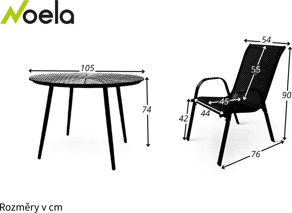 Noela Zahradní jídelní set Wilder + 4x kovová židle Ramada