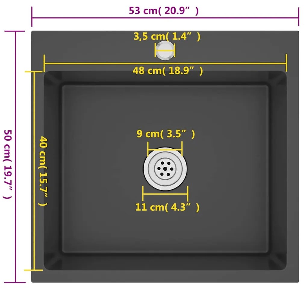 vidaXL Marketos Ručně vyrobený kuchyňský dřez černý nerezová ocel
