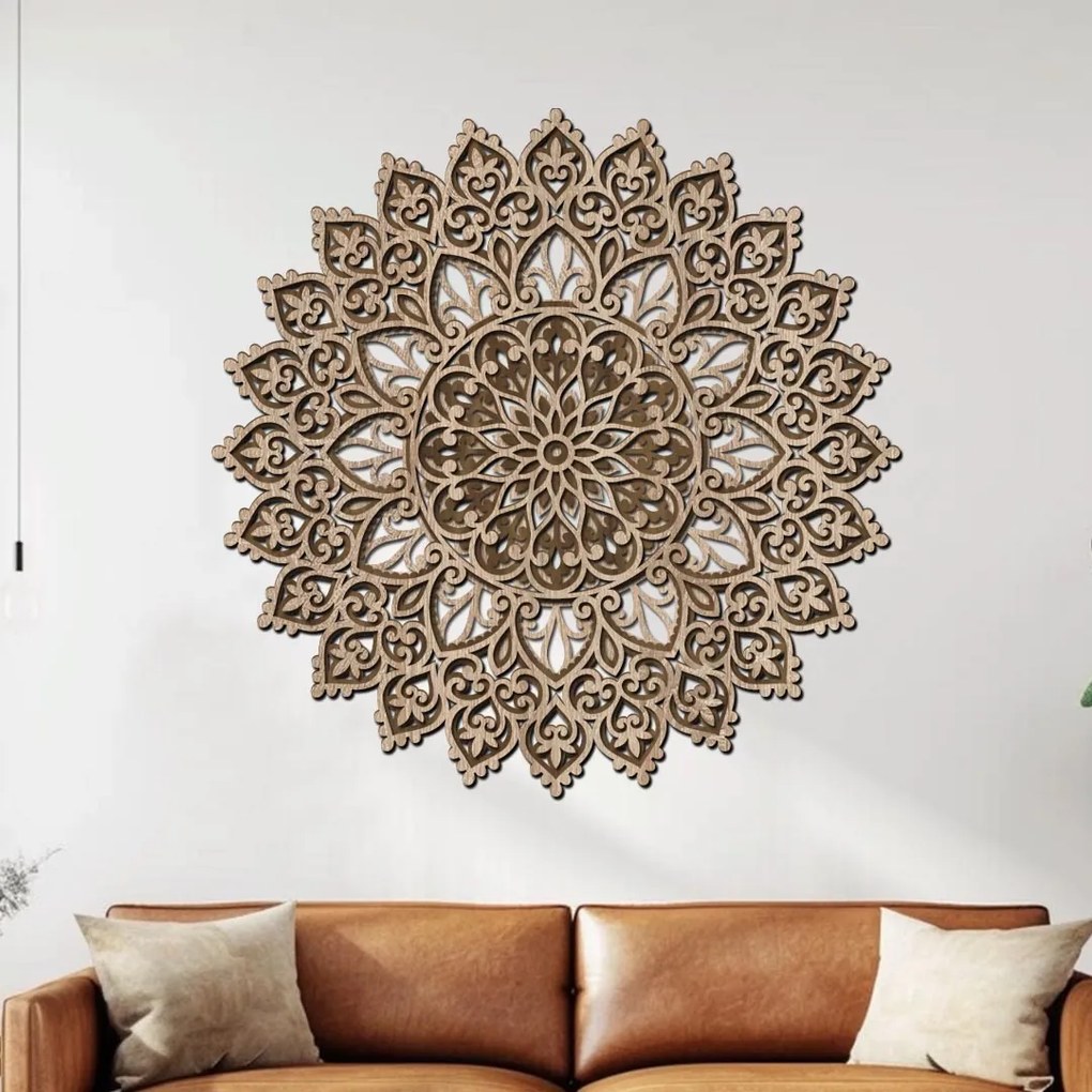 dřevo života 3 vrstvá mandala HARMONIE DUŠE Zvolte rozměr (cm): 40x40, Zvolte barevný dekor: černá-bílá