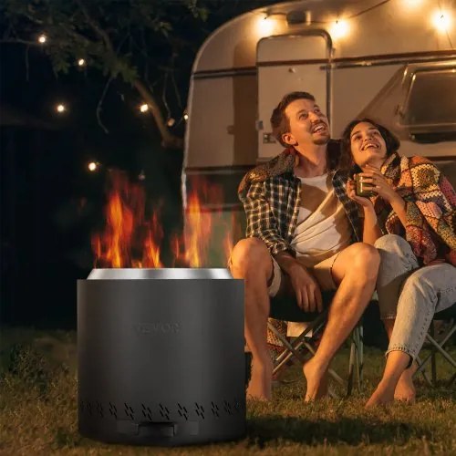 Bezdýmná krbová kamna Bonfire 15,8 V Dia Wood Hořící nerezová ocel