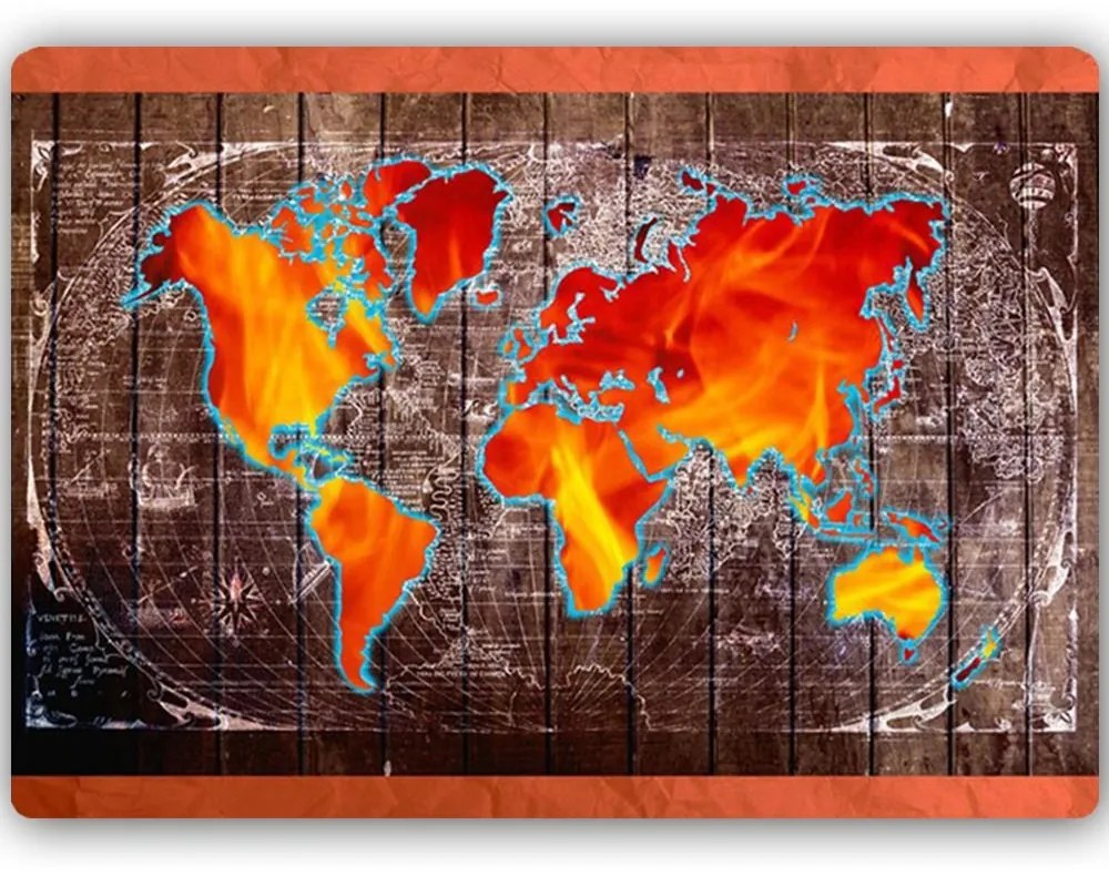 CARO Kovový obraz - World Map 60x40 cm