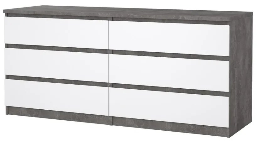 Komoda Simplicity 154 x 50 x 70 cm, šedá / bílý lesk