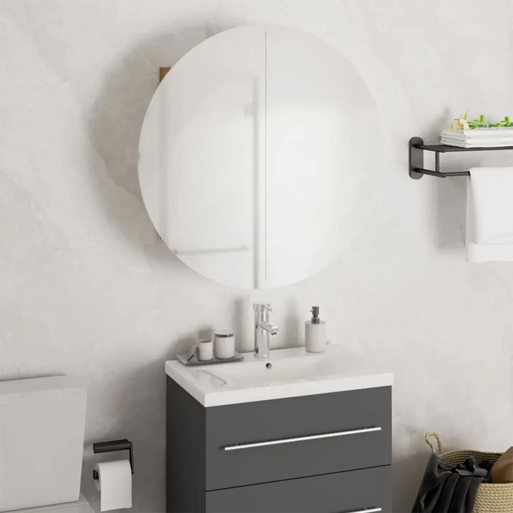 vidaXL Koupelnová skříňka s kulatým zrcadlem a LED dub 47x47x17,5 cm