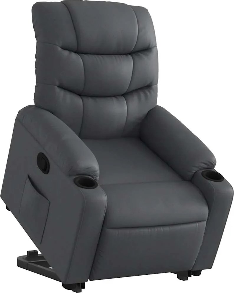 Zvedací polohovací křeslo šedé umělá kůže 3206602